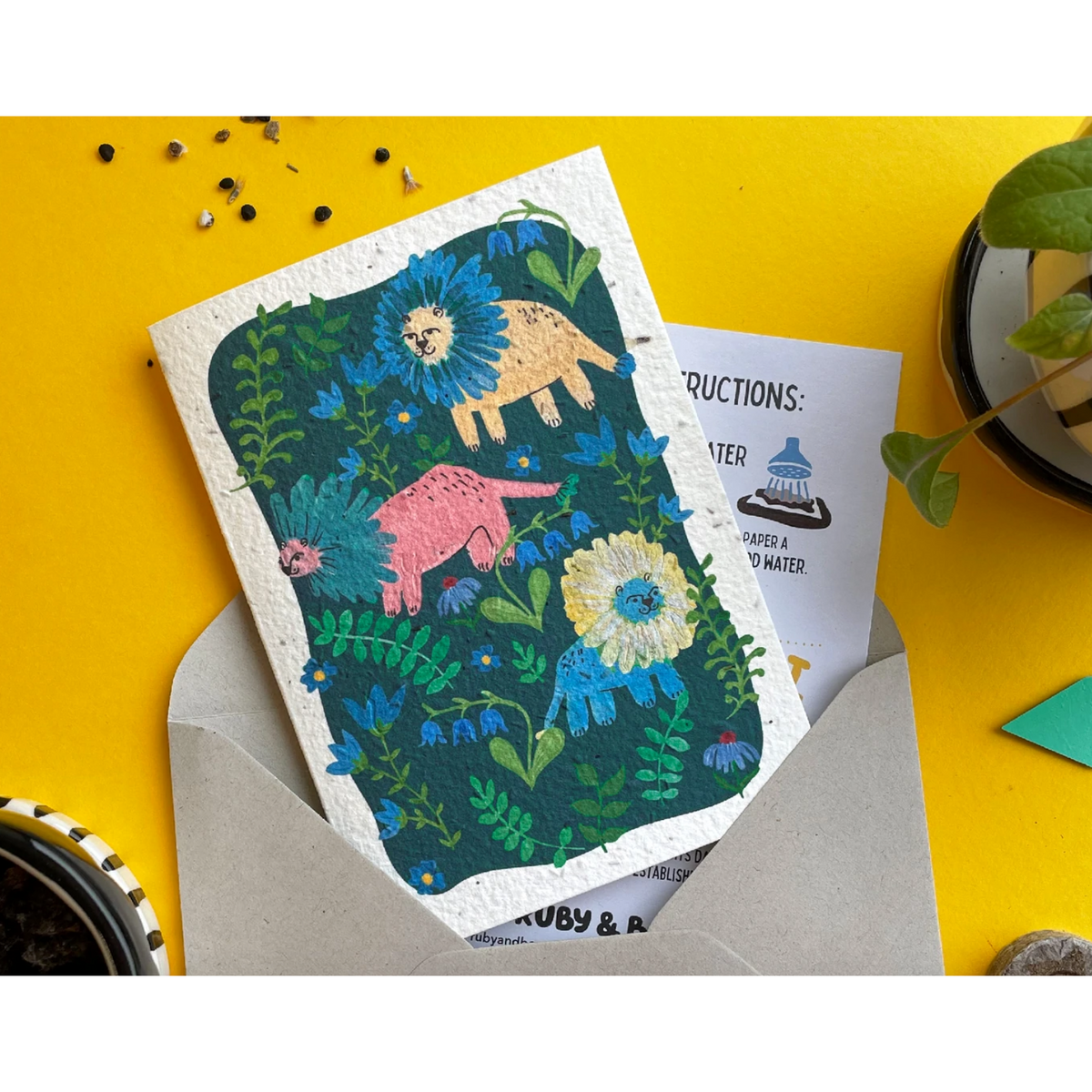Ruby & Bo 'Flower Lions' Plantable Seed Card – Hiatus Store